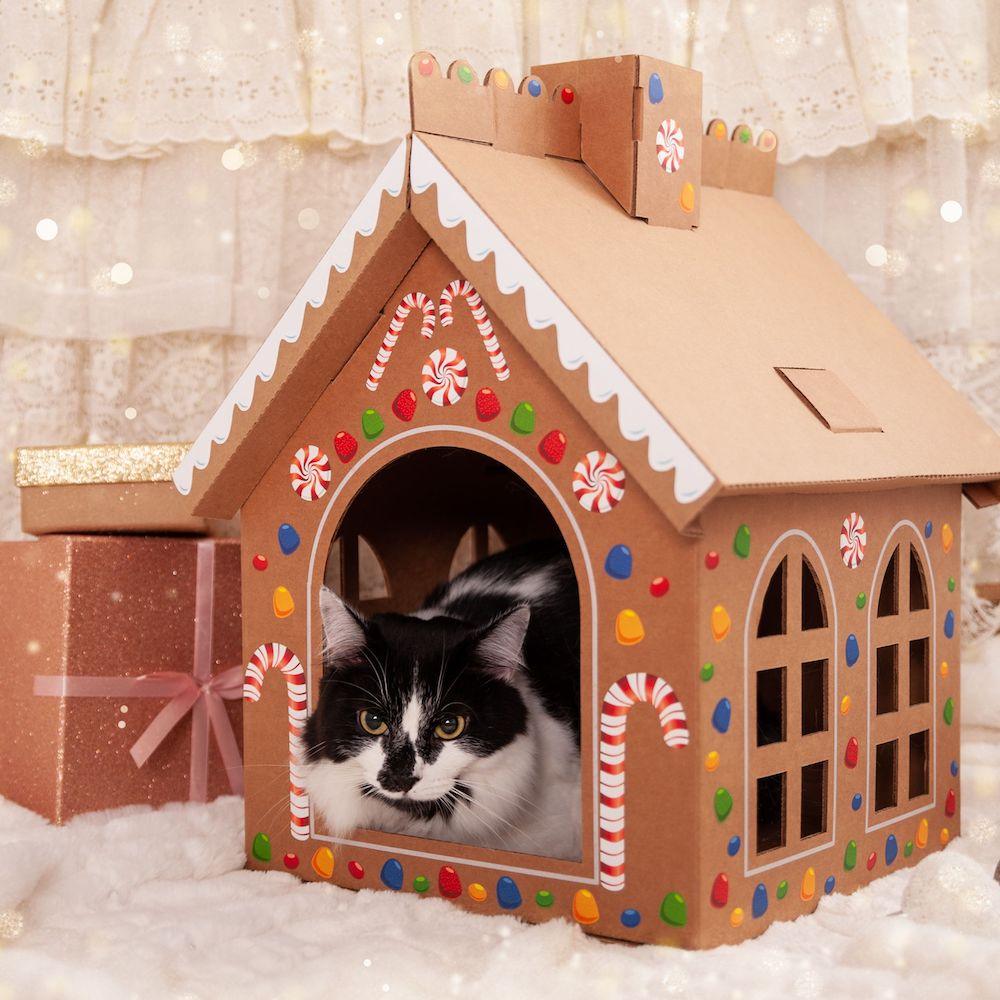 Cardboard Gingerbread Cat Playhouse Kit | Cat in the Box – Cat in the ...